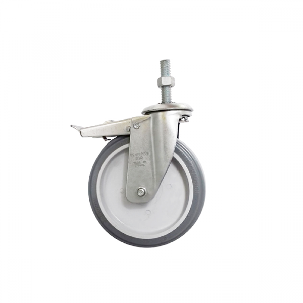 Rodizio 6 Pol Cinza Espiga Giratória Rosqueada com Freio - Schioppa