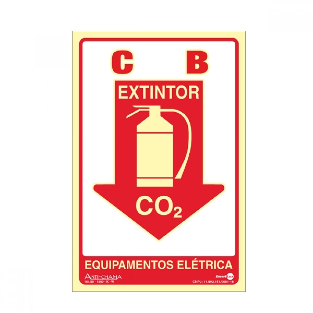 Placa em Poliestireno Extintor CO2 PS-119 Encartale